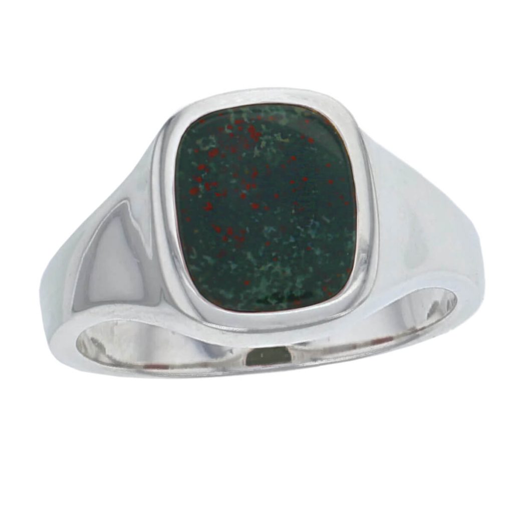 12x10mm Bloodstone Silver Signet Ring | Designer bespoke jewellery