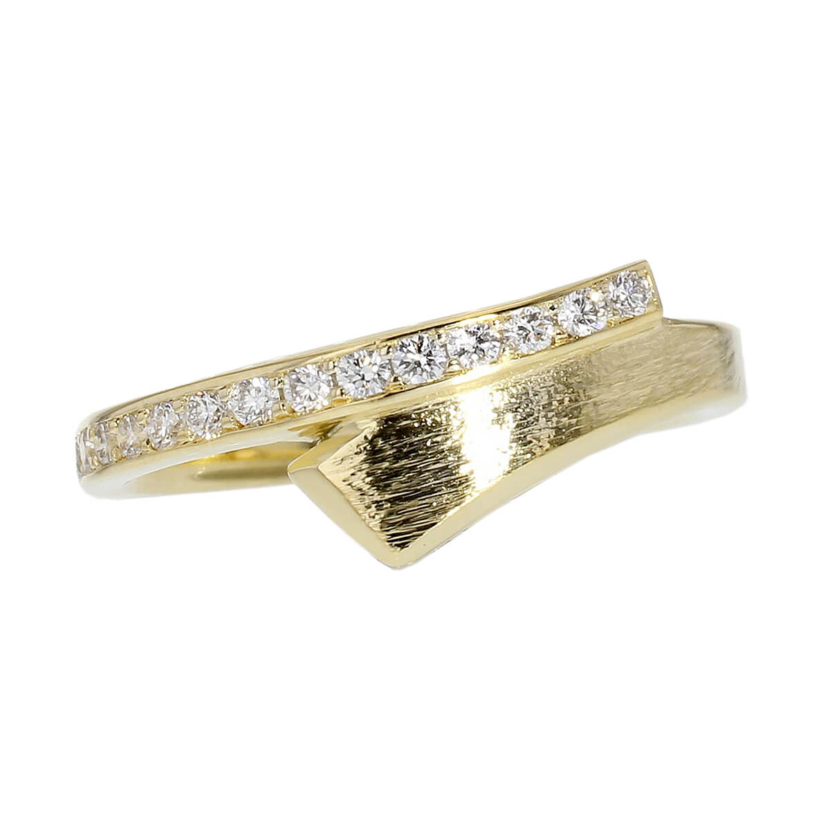 18ct Yellow Gold Overlap Diamond Dress Ring | Designer bespoke jewellery