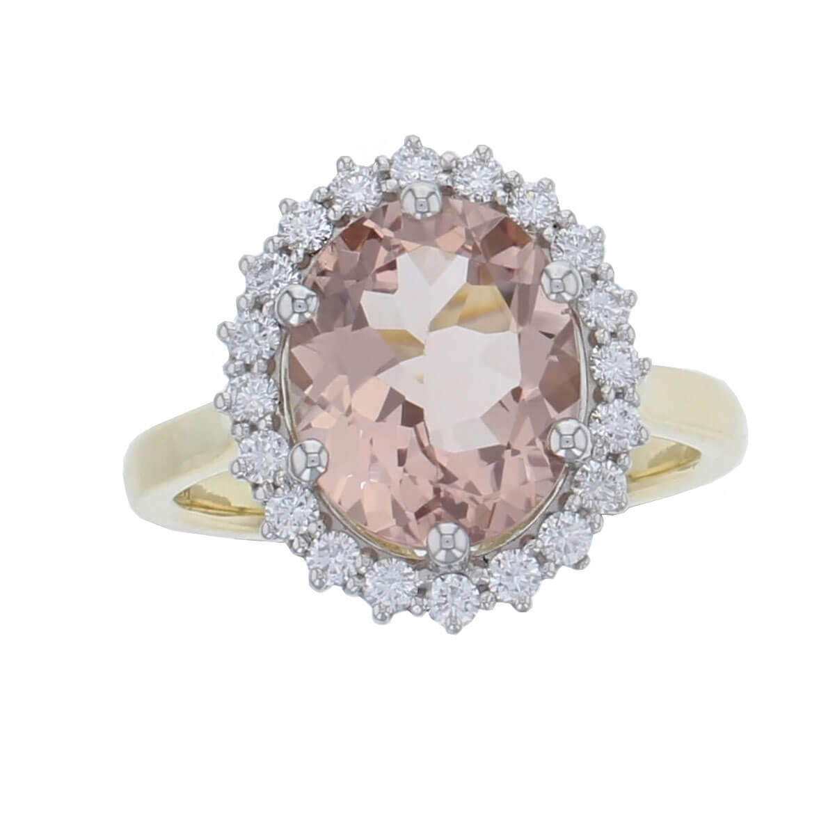 Morganite & Diamond Platinum & 18ct Yellow Gold Ring | Designer bespoke ...